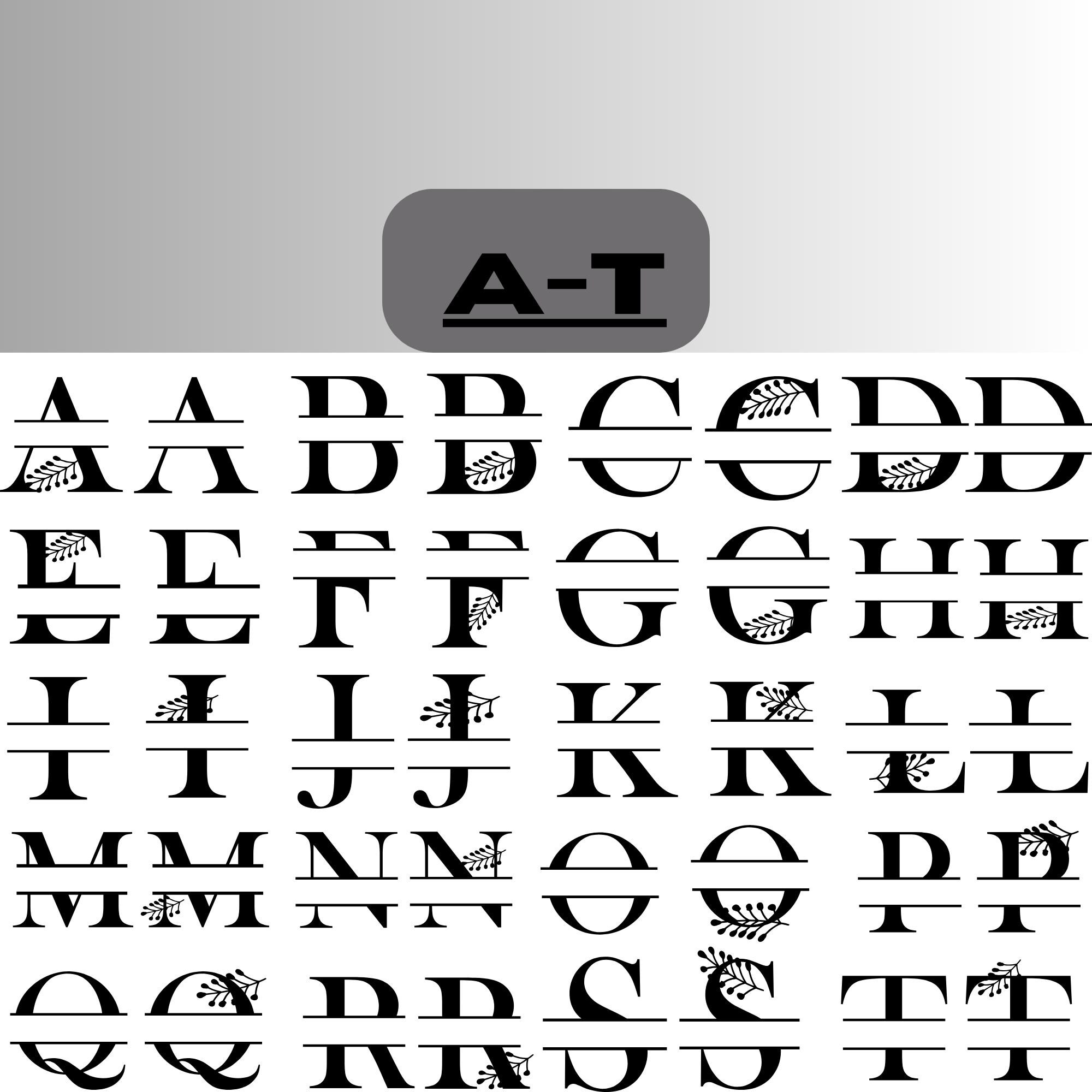 Split Monogram Mega Bundle, 52 Letters, Two Designs per Letter, Ai, Dxf ...