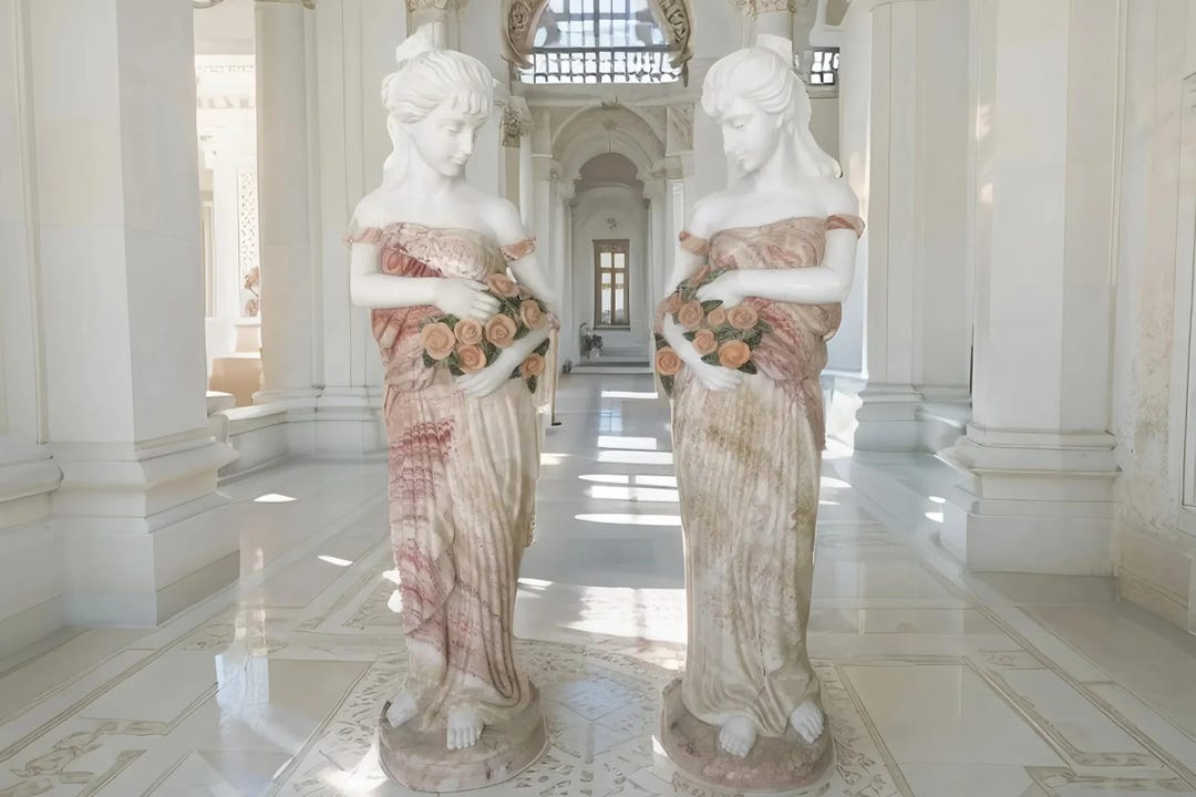 Pair of Four Seasons Goddesses in White Marble - Etsy