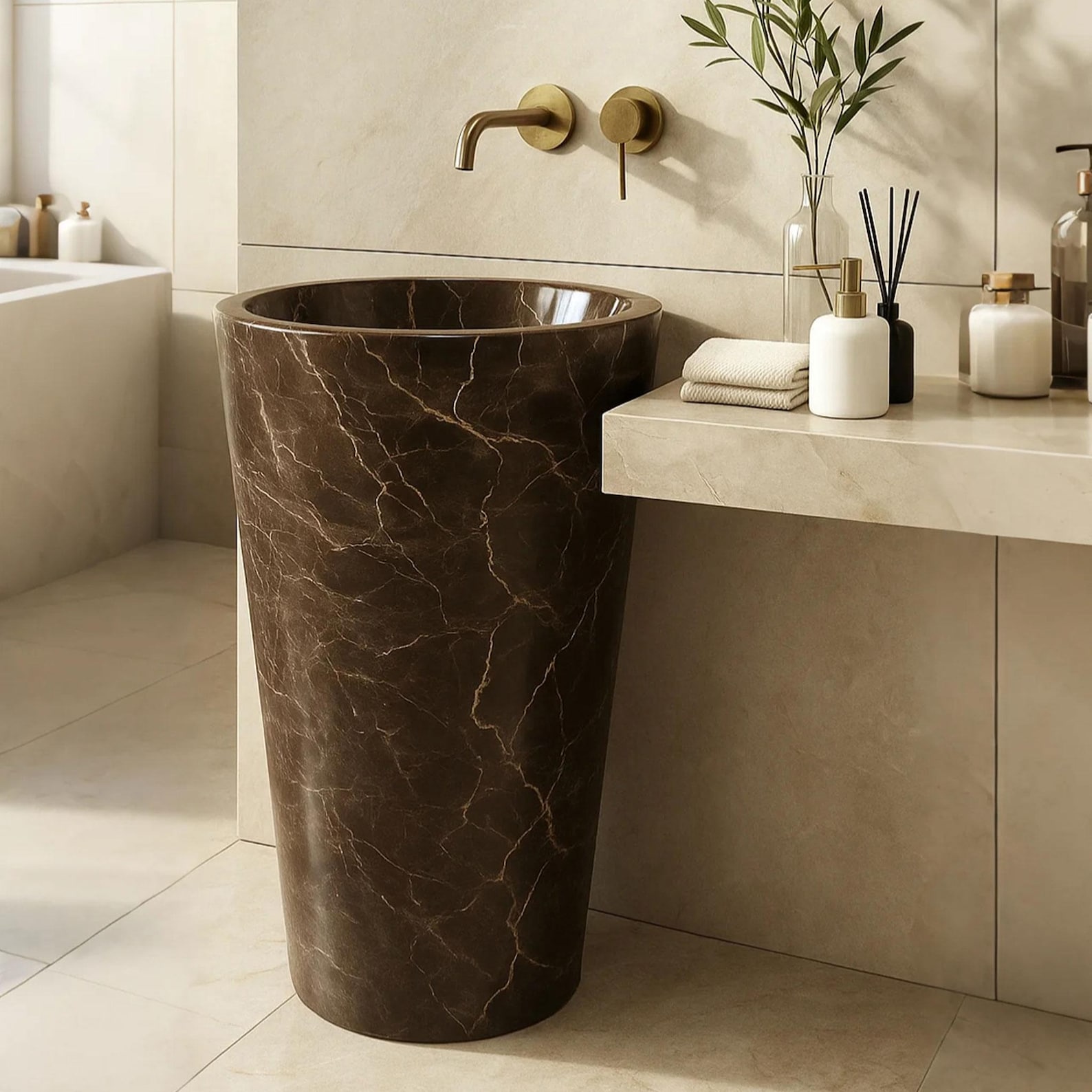Modern Marble Pedestal Sink: Freestanding Bathroom Fixture - Etsy