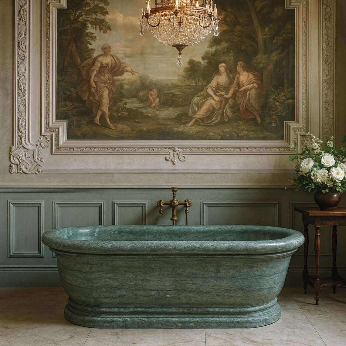 Ice Green Marble Freestanding Tub: Stone Oval Bathtub - Etsy