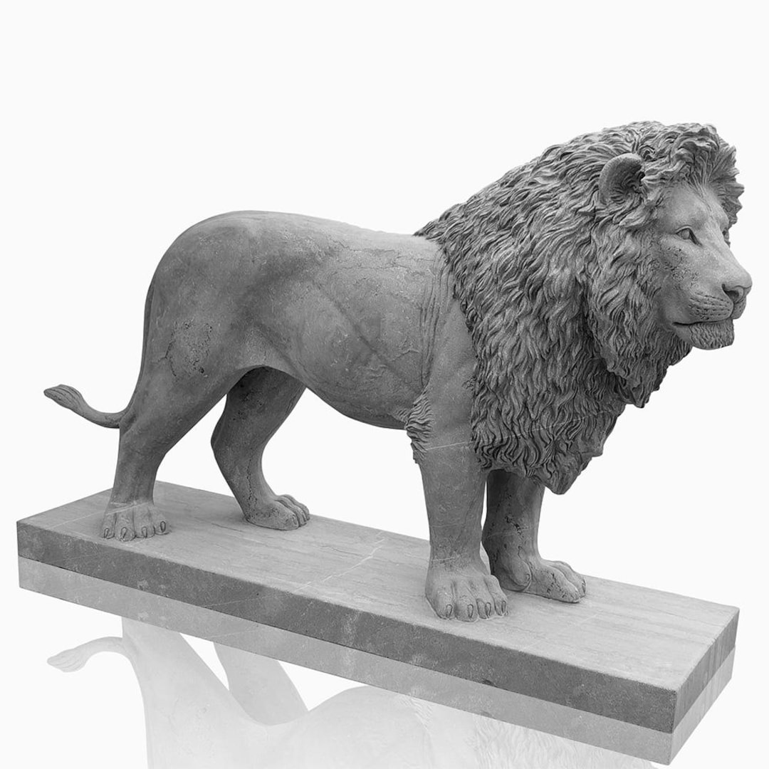 Customizable Lion Statue – Hand-carved Grey Stone Masterpiece - Etsy