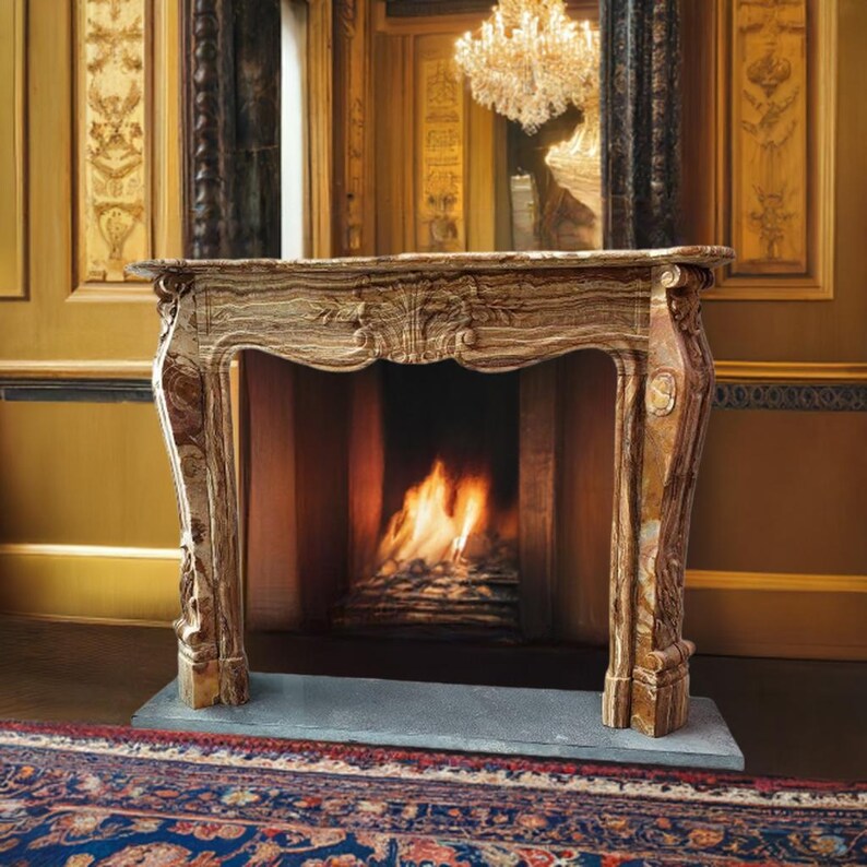 Custom Red Marble Fireplace - Etsy