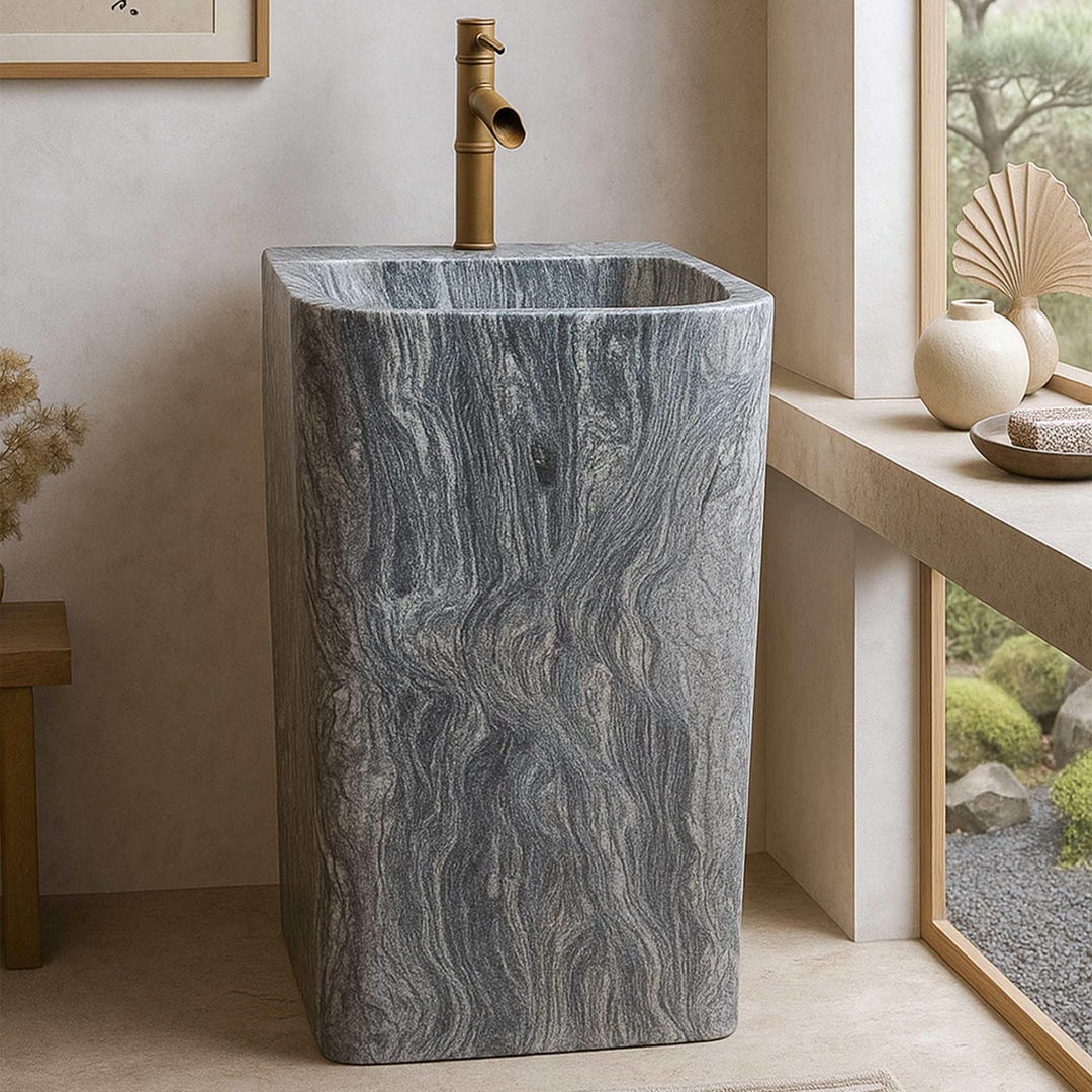 Natural Stone Pedestal Sink: Modern Bathroom Fixture - Etsy