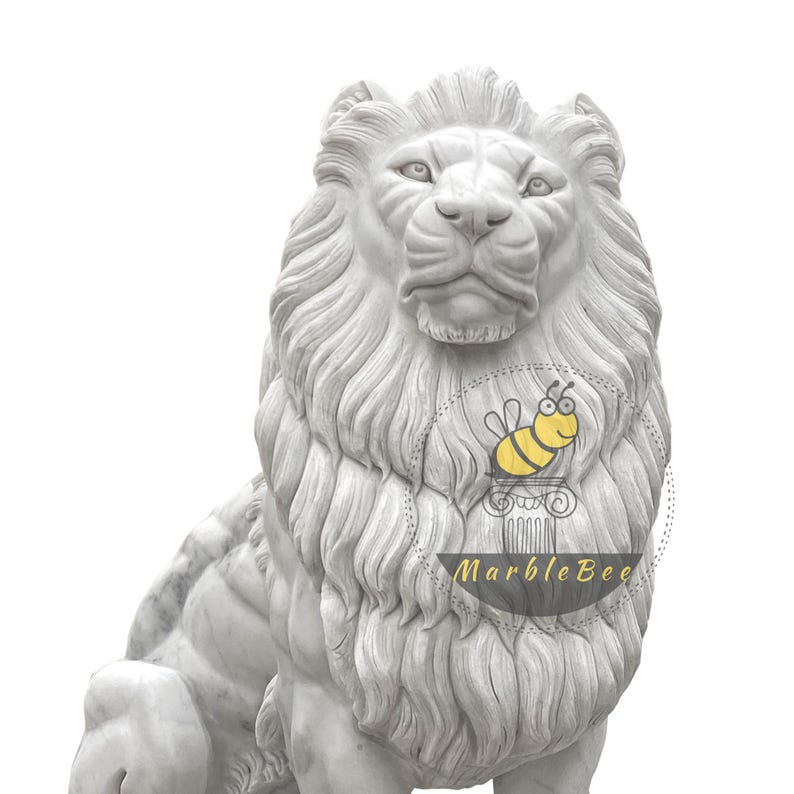 Noble Life-size White Marble Lion Statue for Gardens and Estates - Etsy