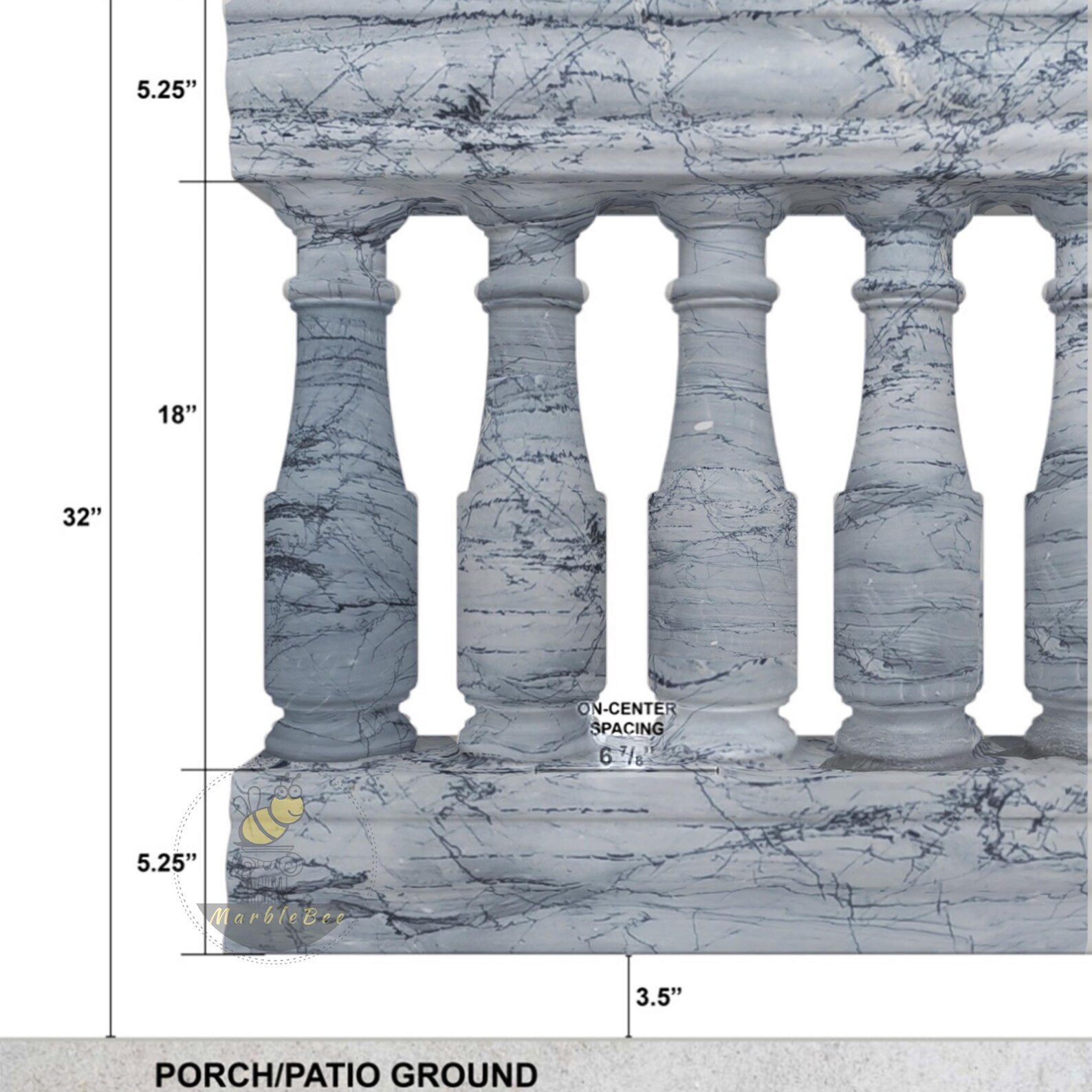 Granite Step Railings: Outdoor Stone Baluster, Elegant Terrace Boundary ...