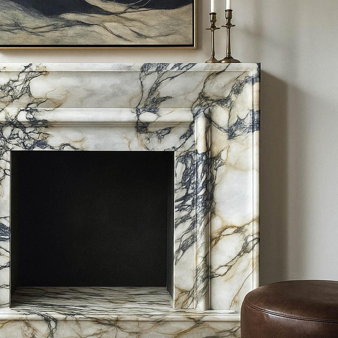 Calacatta Monet Marble Fireplace Surround Modern 47.24" Tall - Etsy