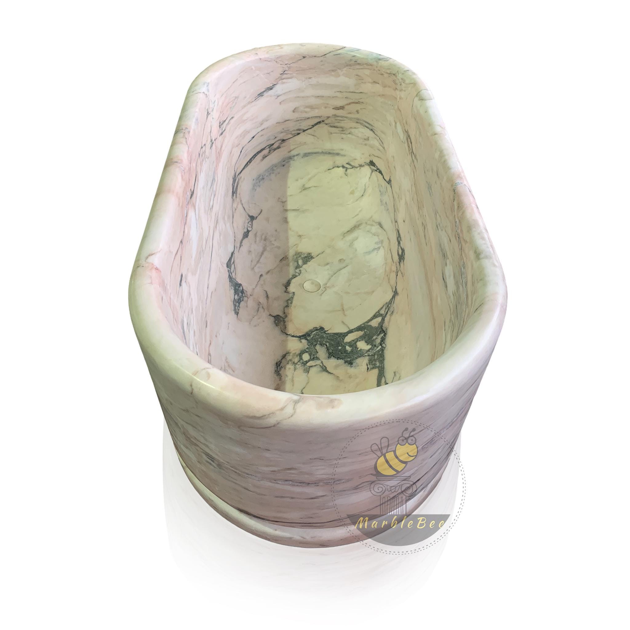 Calacatta Rosa Marble Bathtub: Contemporary Style, Pink Veining ...