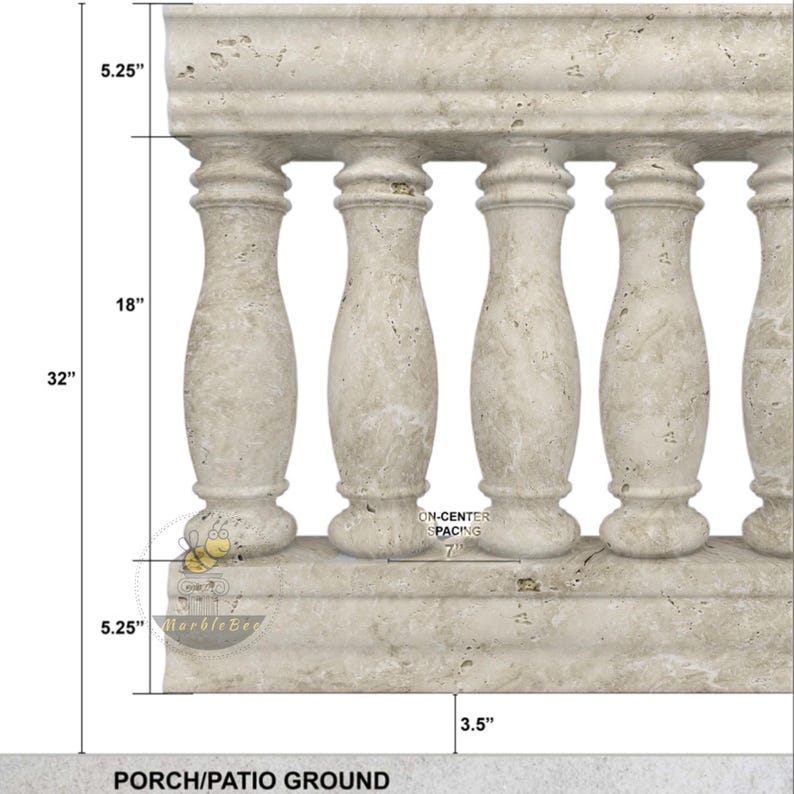 Natural Stone Marble Railing: Balcony Balustrade, Stair Handrail - Etsy