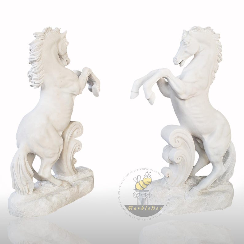 Hand-carved White Marble Horse Sculpture: Fluid Motion Decor - Etsy