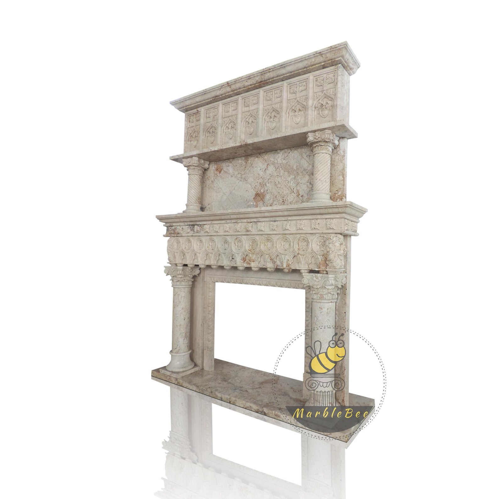 Elegant 10 Ft High Travertine Fireplace Surround With Column Decor - Etsy