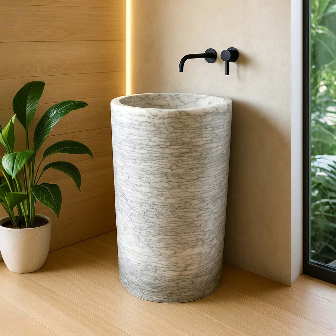 Stand Alone Marble Sink: Modern Bathroom Pedestal Sink - Etsy