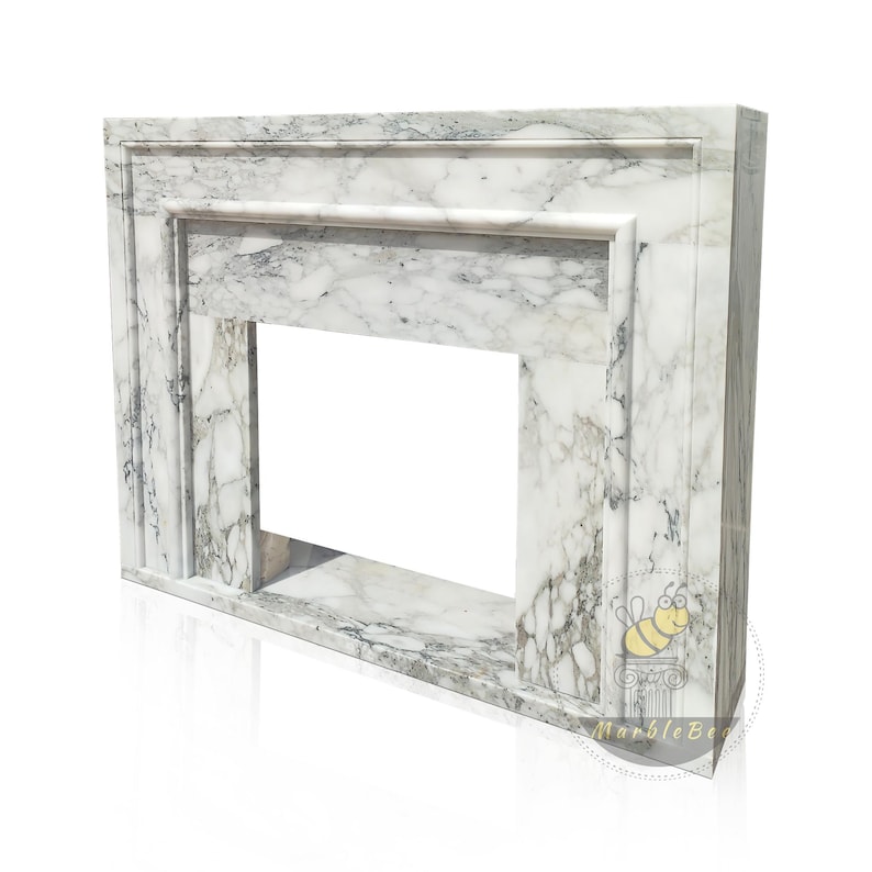 Modern Arabescato Marble Fireplace - Etsy