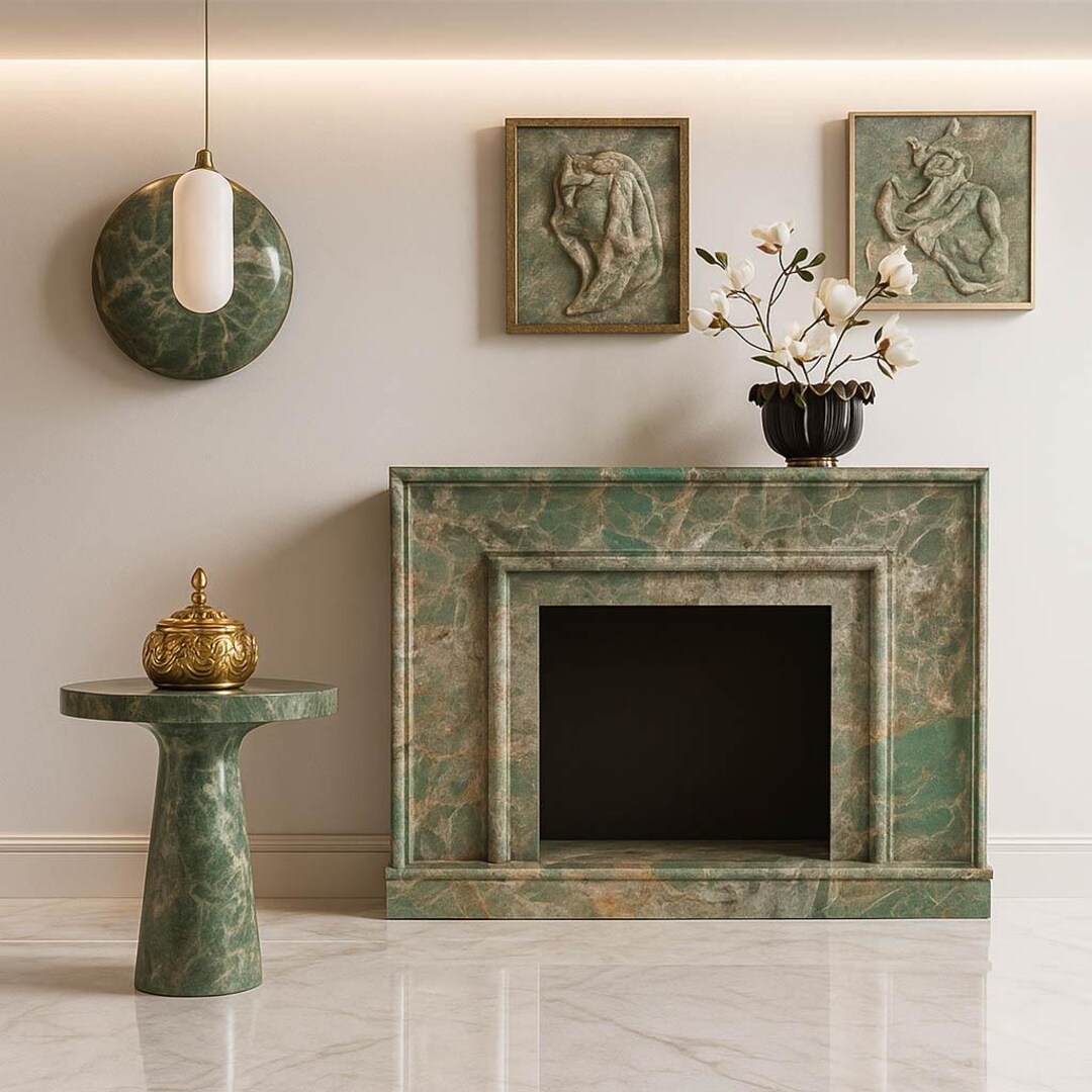 Custom Turquoise Marble Fireplace Surround (47.24" Tall) - Etsy