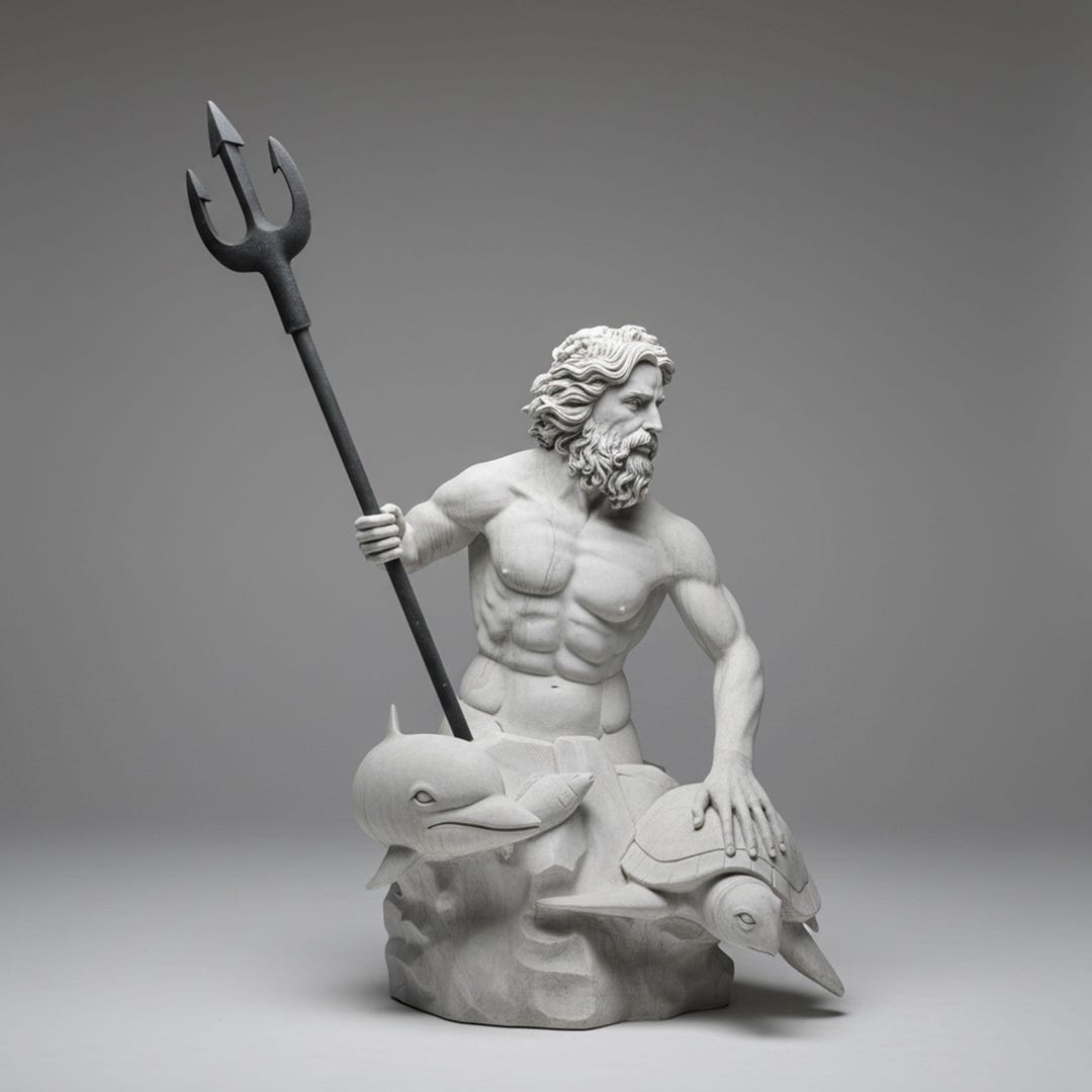 Greek Marble Statue of Sea God White Marble - Etsy