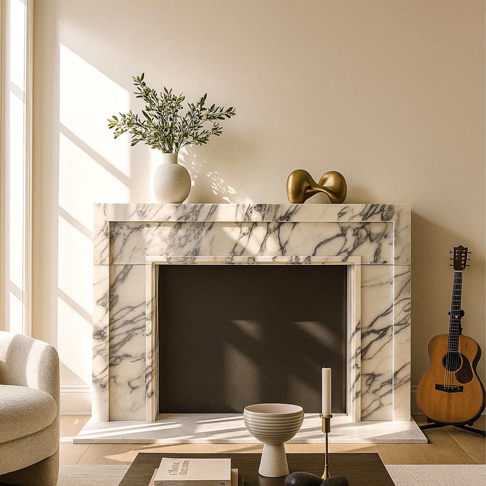 Italian Marble Fireplace Opening Frame 44" Tall - Etsy