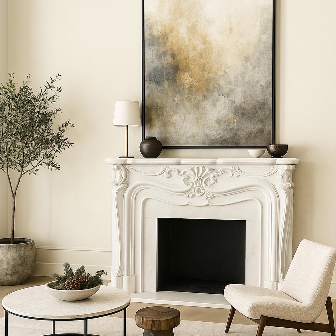 Marble Around Fireplace With Arched Opening 50" Tall - Etsy