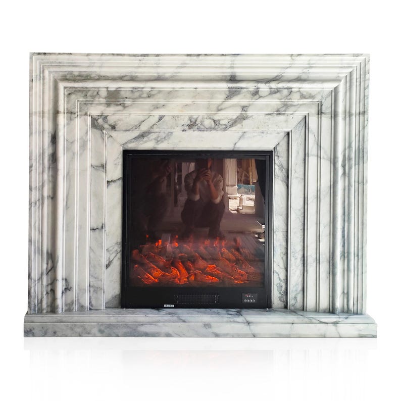 Arabescato Marble Fireplace Surround: Elegant Veined Stone - Etsy