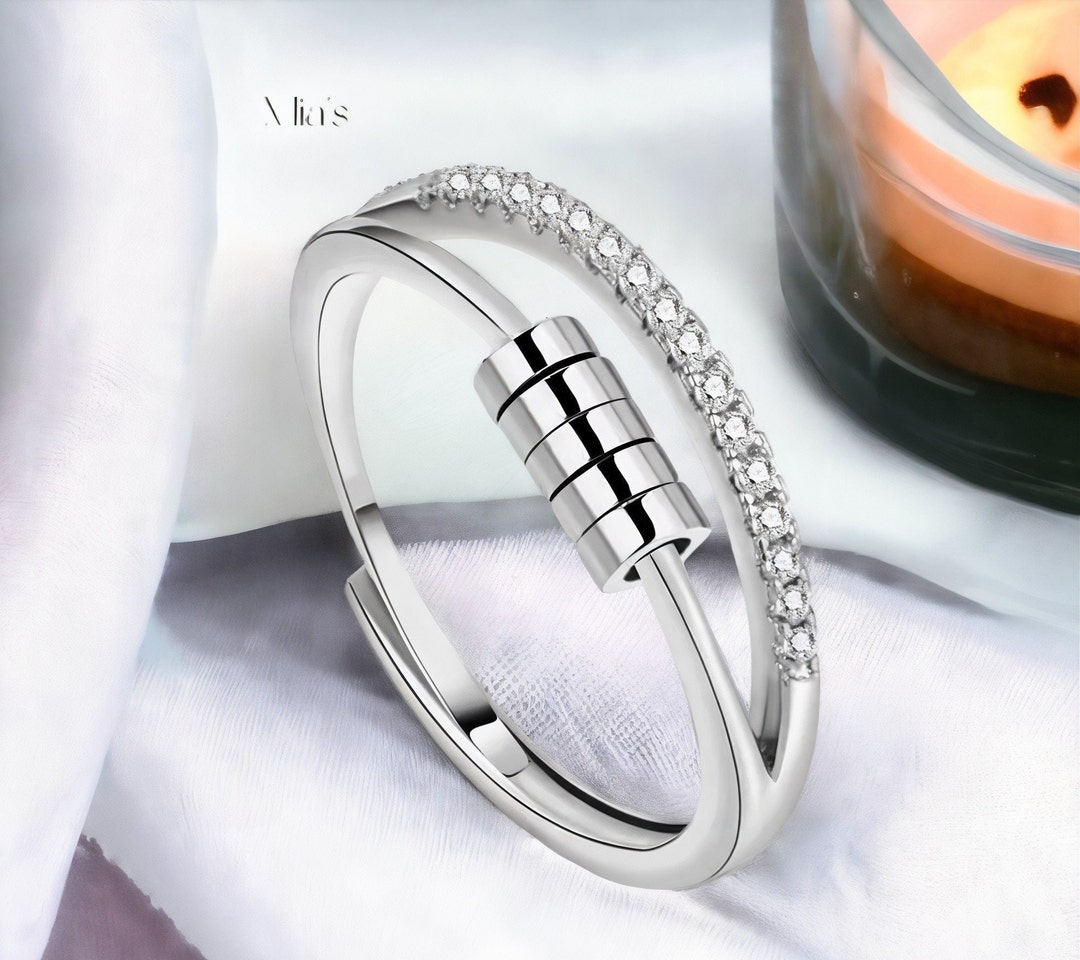 Dainty 925 Sterling Silver Wedding ADHD Fidget Stimming Ring, Anxiety ...