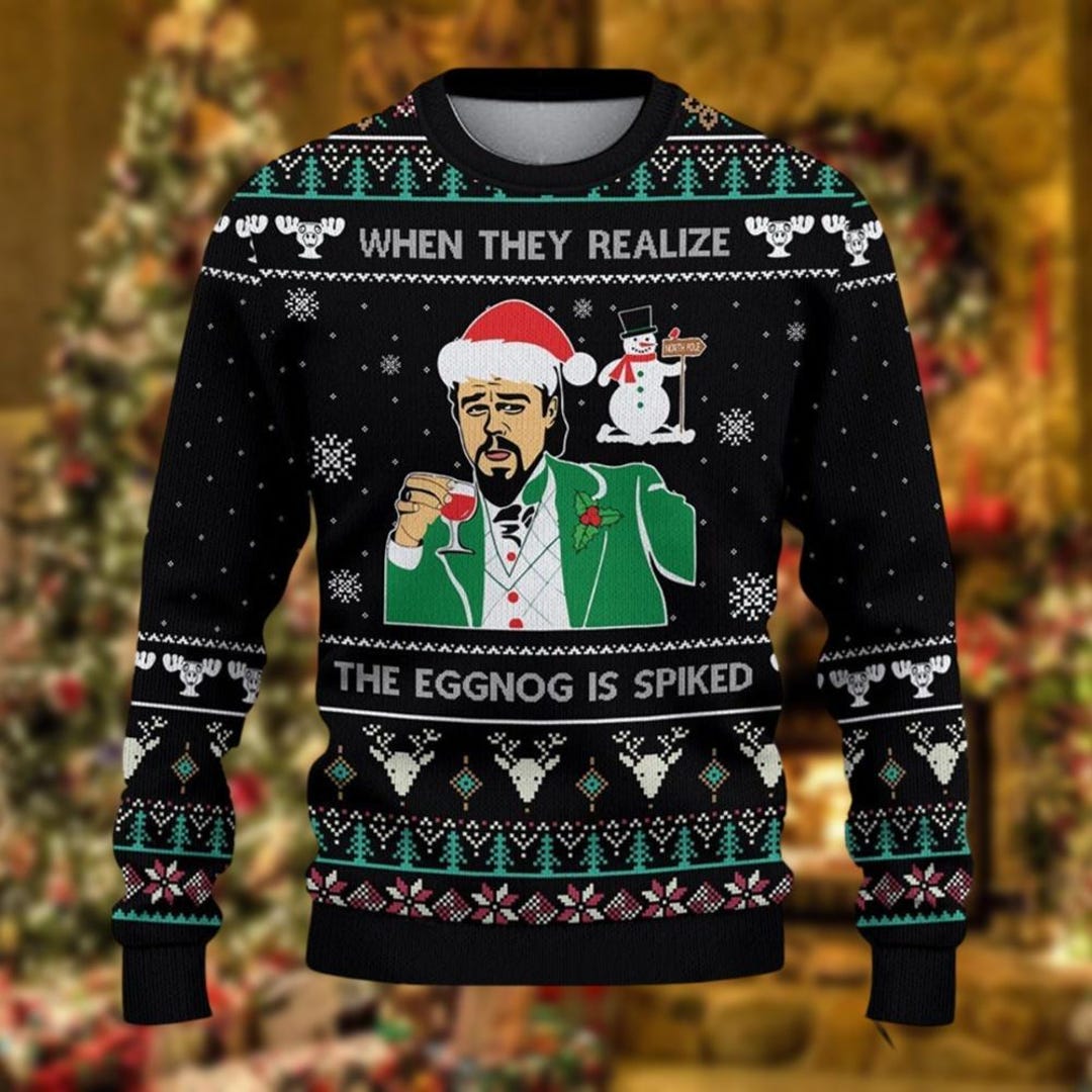 Leonardo Dicaprio Meme Ugly Sweater, Man Drinking Wine Xmas Sweatshirt ...