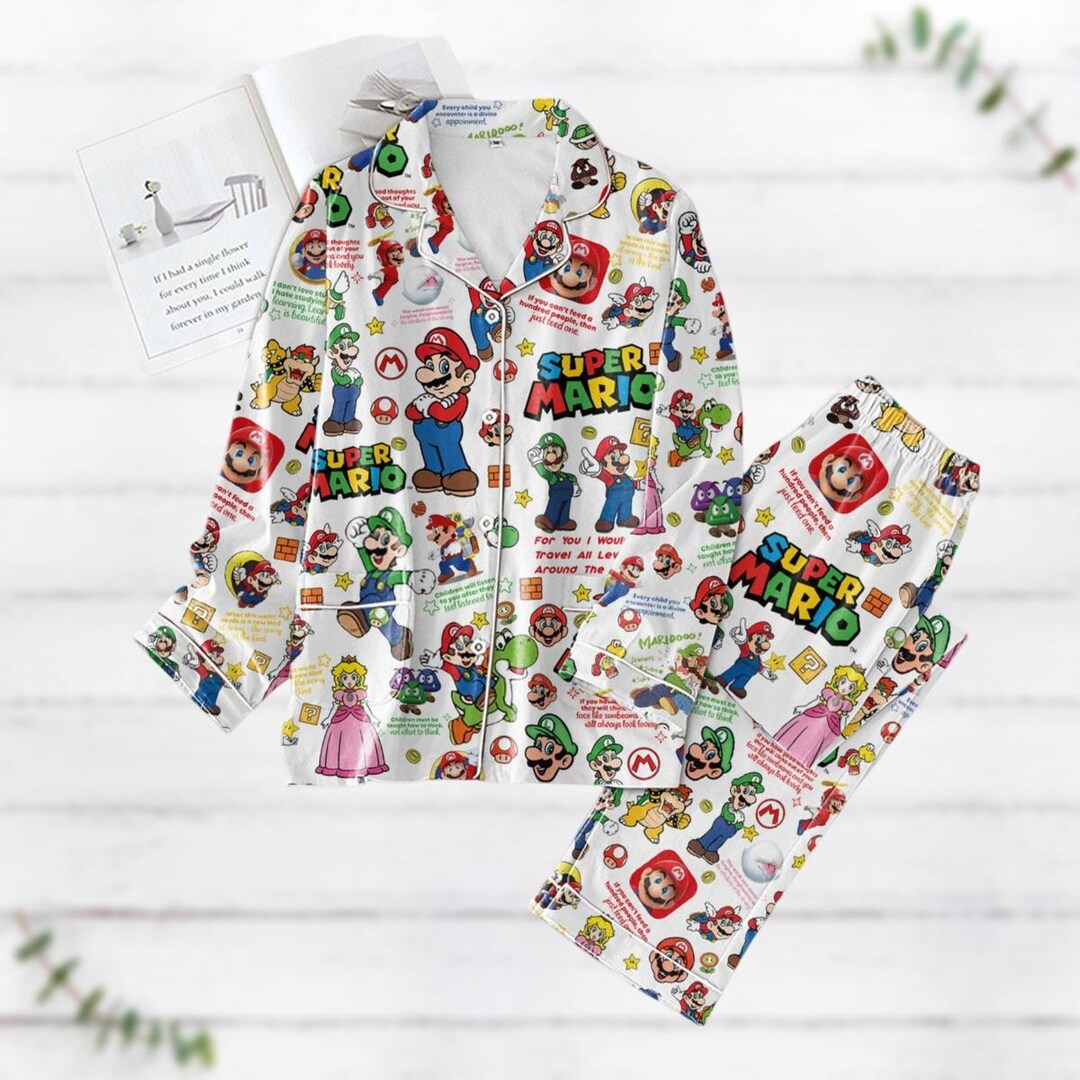 Super Mario Pajamas, Luigi Bowser Toad Yoshi Princess Peach Pajamas Set ...