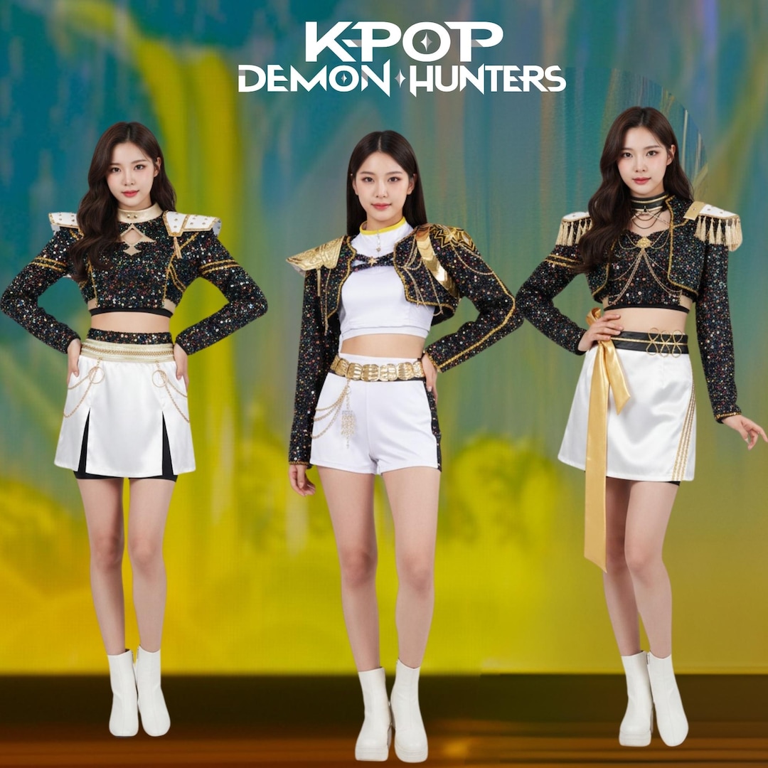 Huntrix Kpop Demon Hunters Costume Set, Huntrix Cosplay Costume Women ...