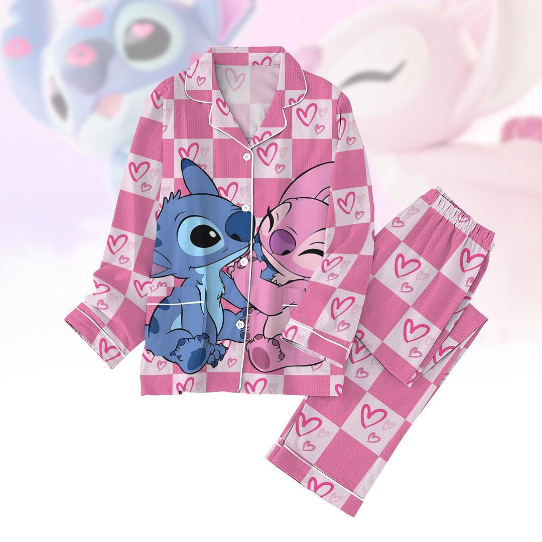Stitch and Angel Valentine Pajamas Set, Disney Valentine Pajamas for ...