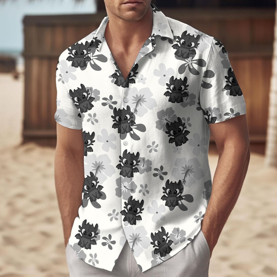 Toothless Aloha Floral Button Shirt, Toothless Men Shirt and Shorts ...