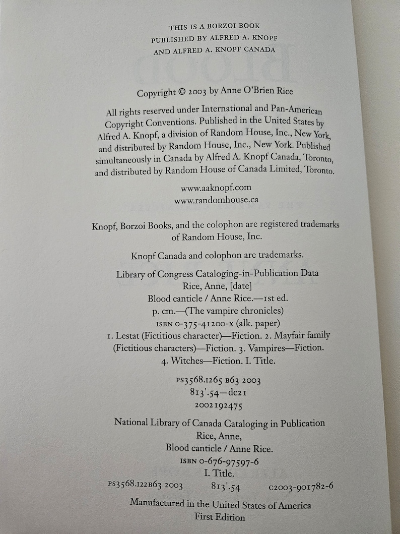 Anne Rice Various Titles First Edition Hardcover Books Each Sold ...