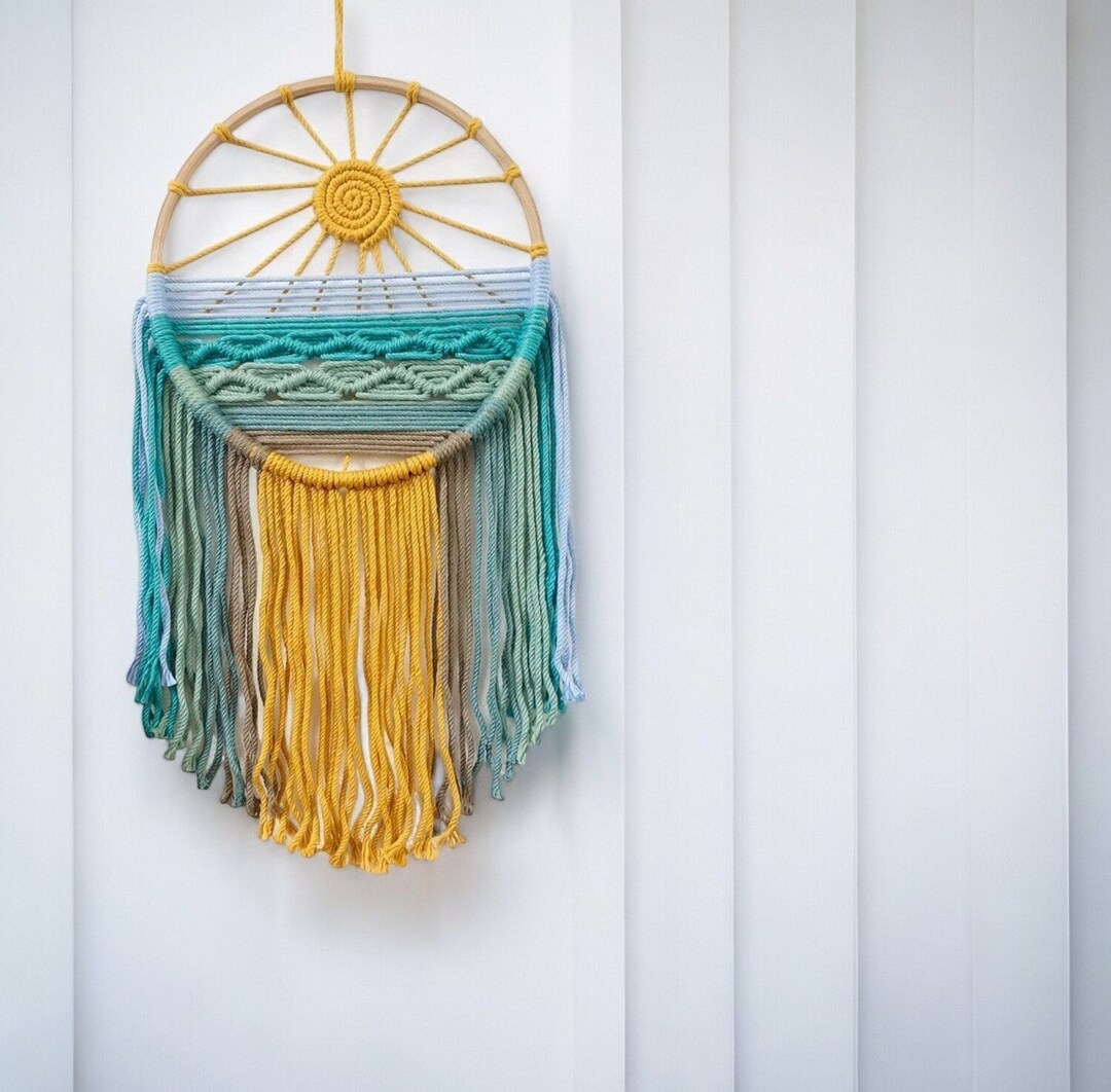 Macrame Sunrise Sunset Wall Art, Boho Sun Sunshine Macrame Wall Art ...
