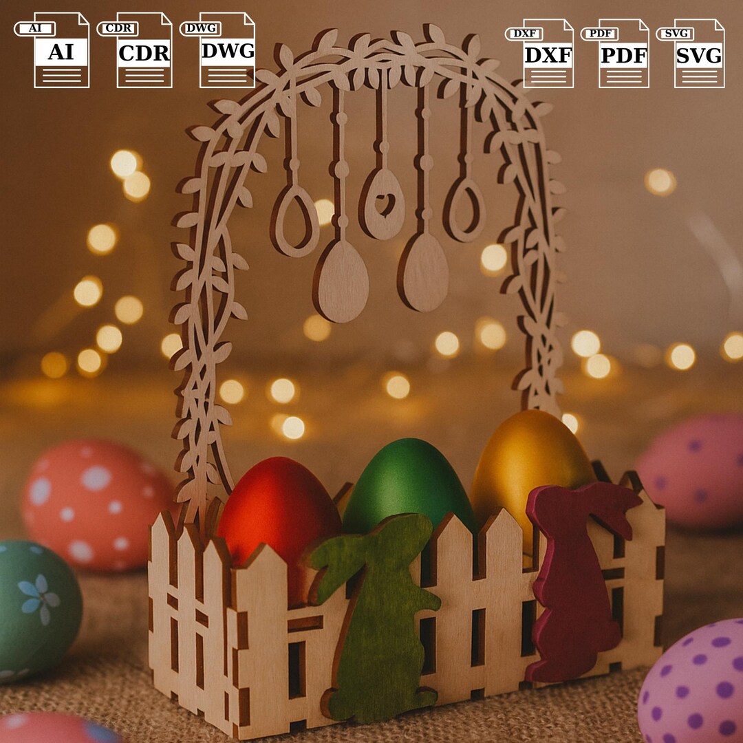 Easter Bunny Egg Basket Laser Cut File (svg, Dxf, Pdf, Ai, Cdr, Dwg) - Etsy