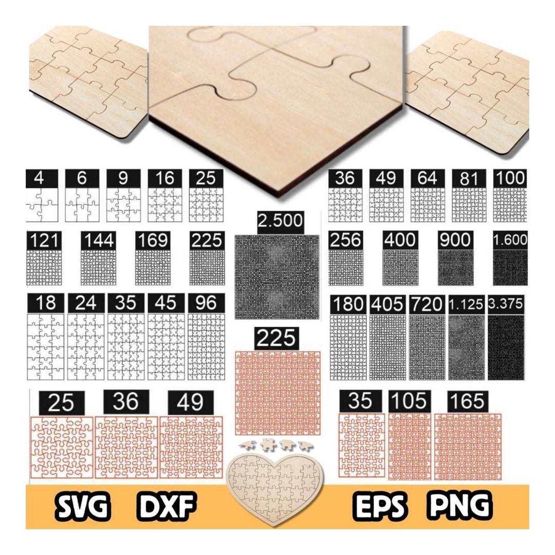 60+ Laser Cut Jigsaw Puzzles Bundle - SVG Puzzle Templates, DXF Files ...