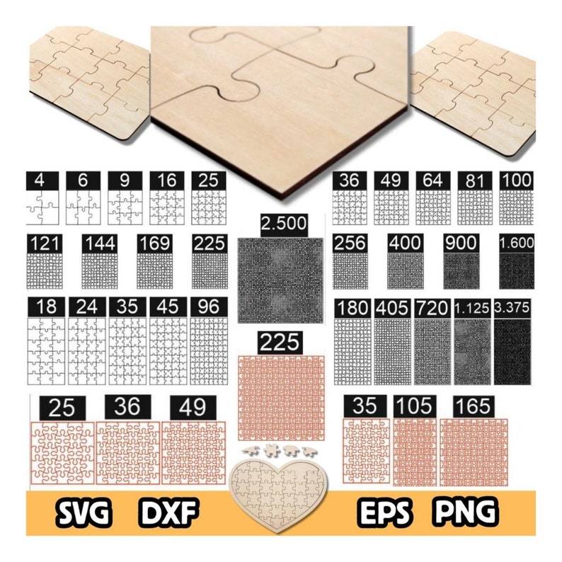 60+ Laser Cut Jigsaw Puzzles Bundle - SVG Puzzle Templates, DXF Files ...