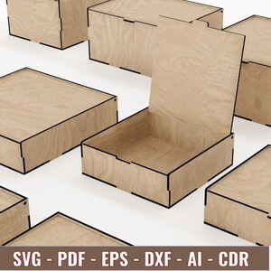 Laser Cut Flip-up Lid Storage Box Bundle - DXF & SVG Files for Wood ...