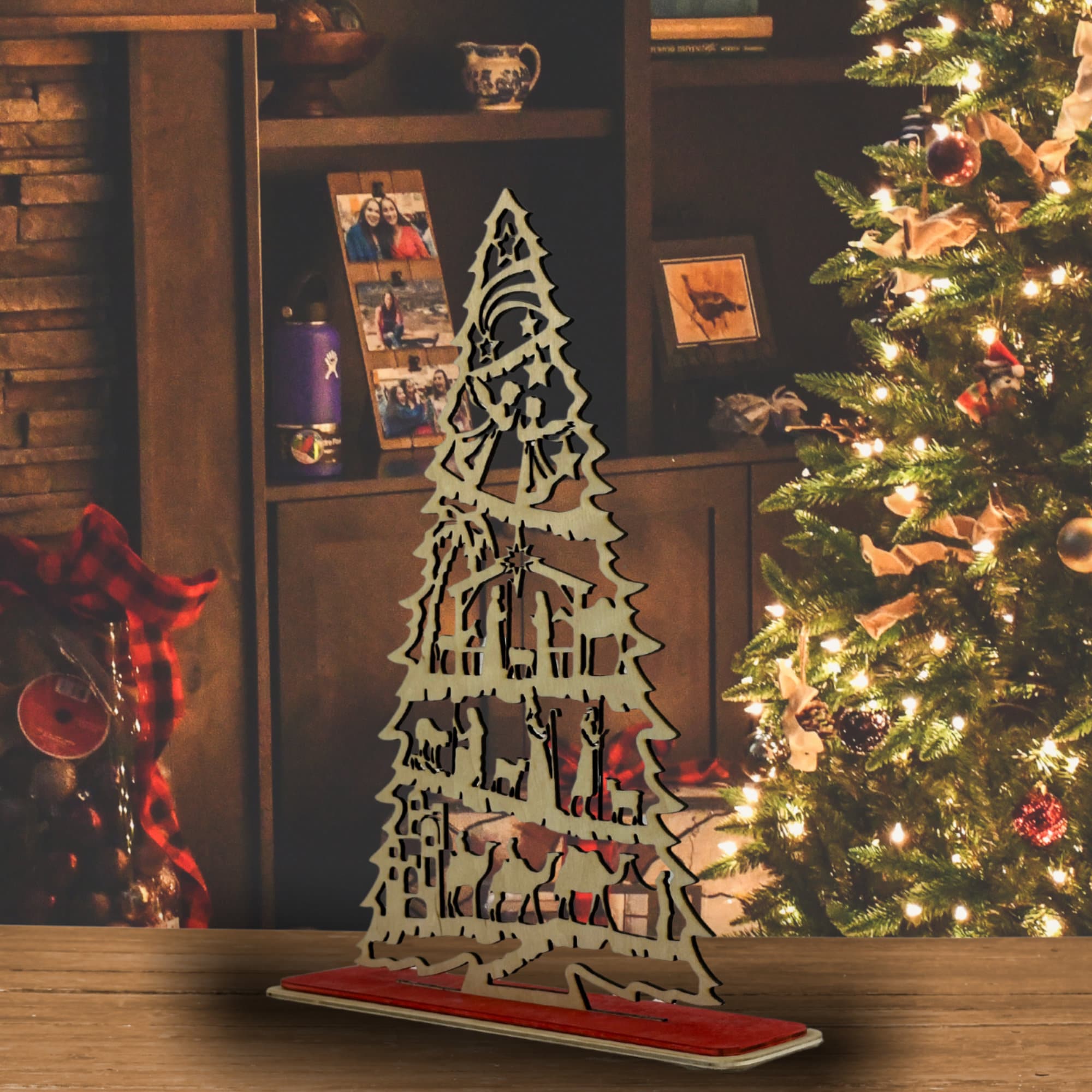 Laser Cut Nativity Tree & Stand: Christmas Decor SVG/DXF Cut File ...