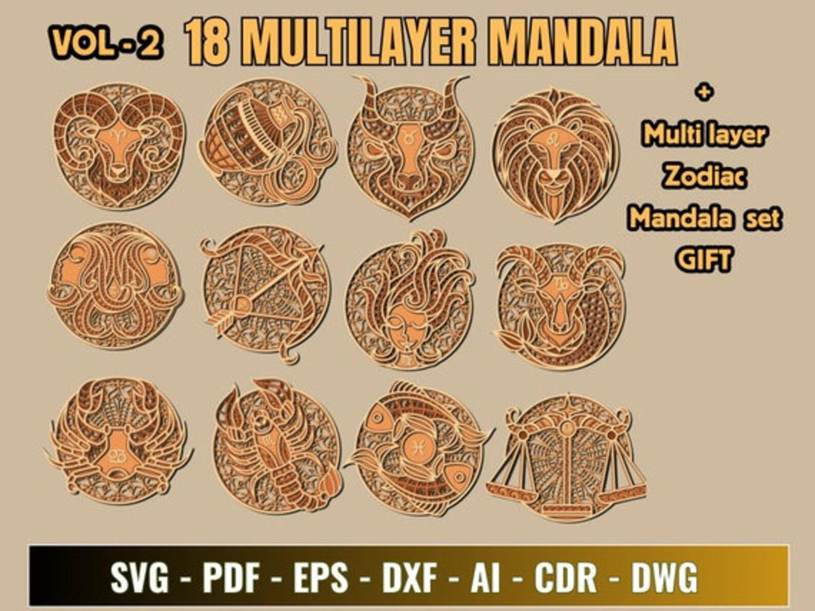 18 Multi Layered Mandala, Laser Cut Multiywe Mandala, Mandala Design ...