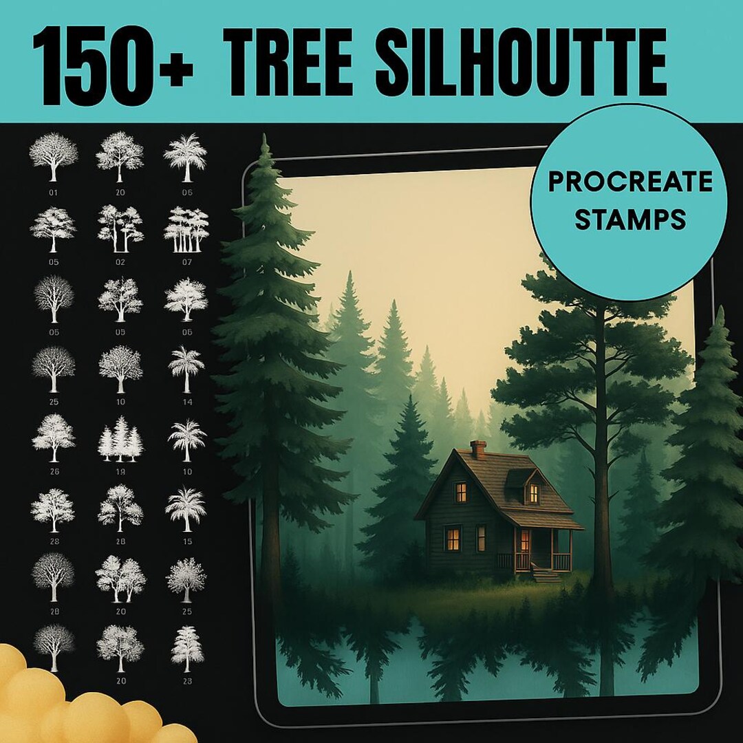 150+ Tree Silhouette Stamps for Procreate – Forest, Nature & Landscape ...