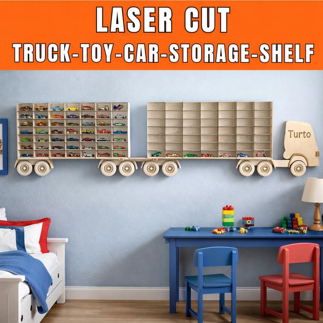 Laser Cut Truck Toy Car Storage Shelf | 3mm SVG DXF CDR Cnc Files - Etsy