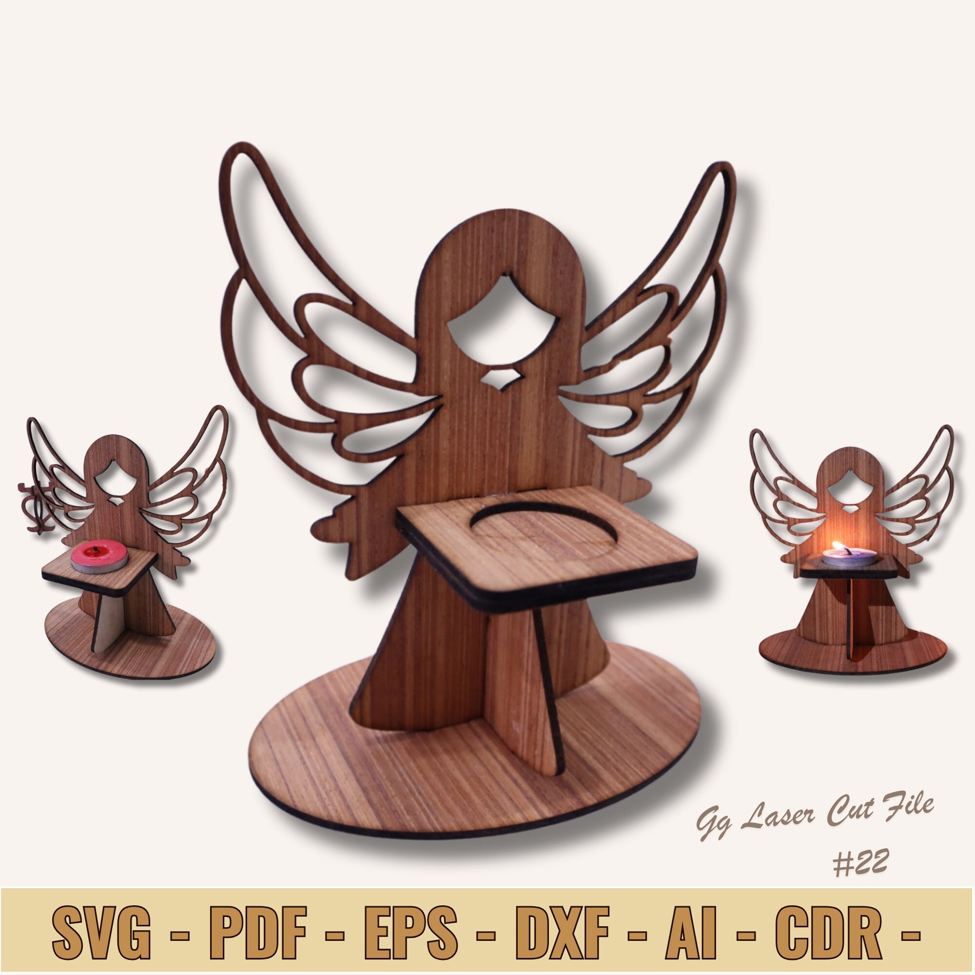 Laser Cut Angel Candle Holder 3mm Premium Quality Wooden Angel Candle ...