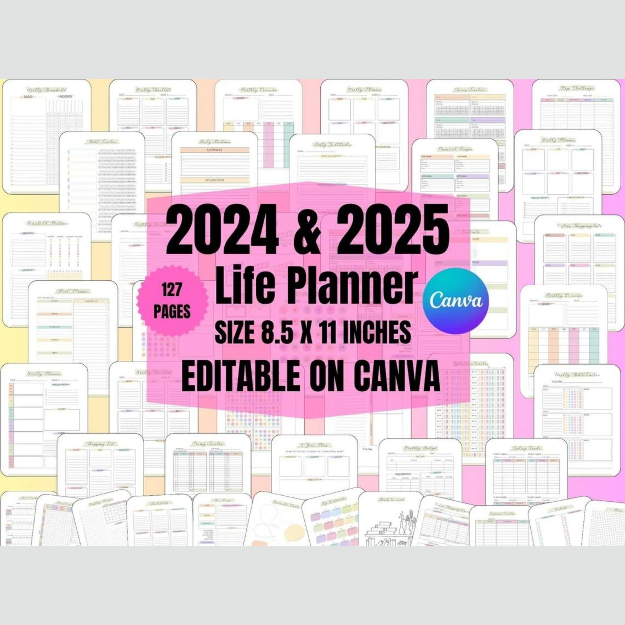 2024-2025 All-in-one Planner Templates Monthly & Weekly Planner Sheets ...