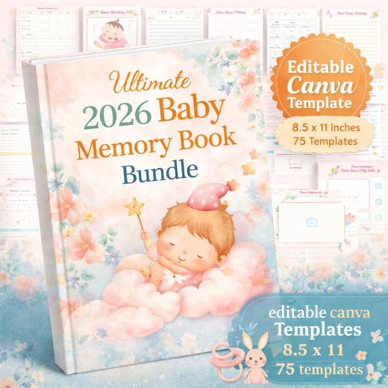 2026 Baby Memory Book Canva Template, Editable Baby Journal, Pregnancy ...
