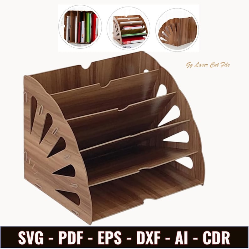 Laser Cut Desktop Shelf Svg-simplified Bookcase, Wooden Book Stand ...