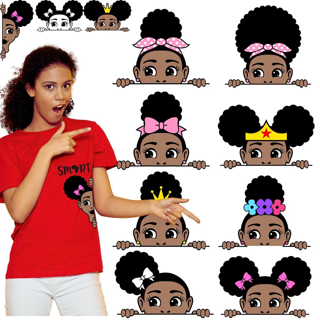 Afro Puff Bandana Girl SVG Bundle | Peekaboo Girl & Princess Designs ...