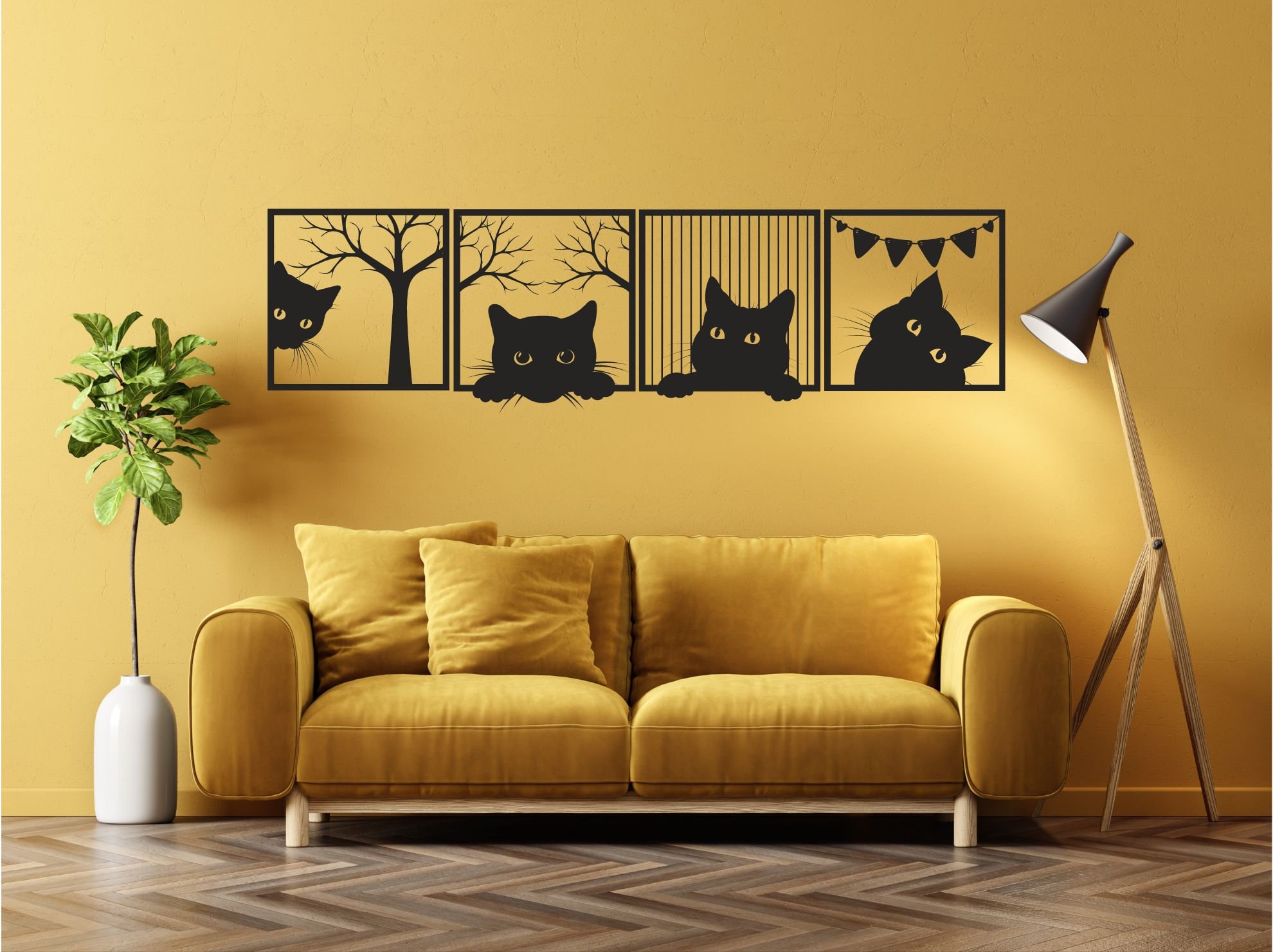 CAT Wall Decor Cute Cats Wall Art Cdr, Dxf Png, Eps, Pdf, AI Files for ...