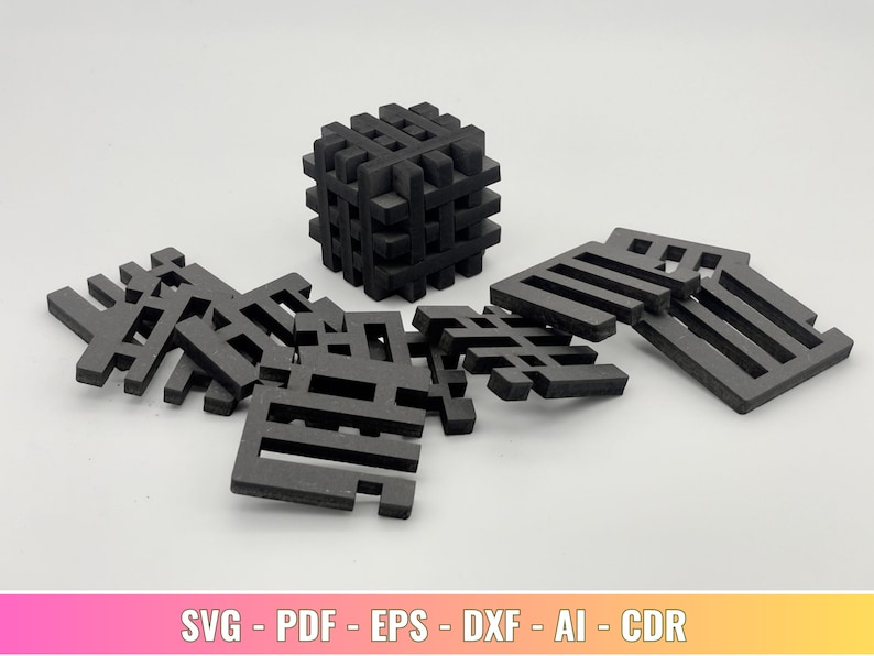 Laser-cut Cross Cube Puzzle Template - Nine-piece Box Puzzle Toy ...