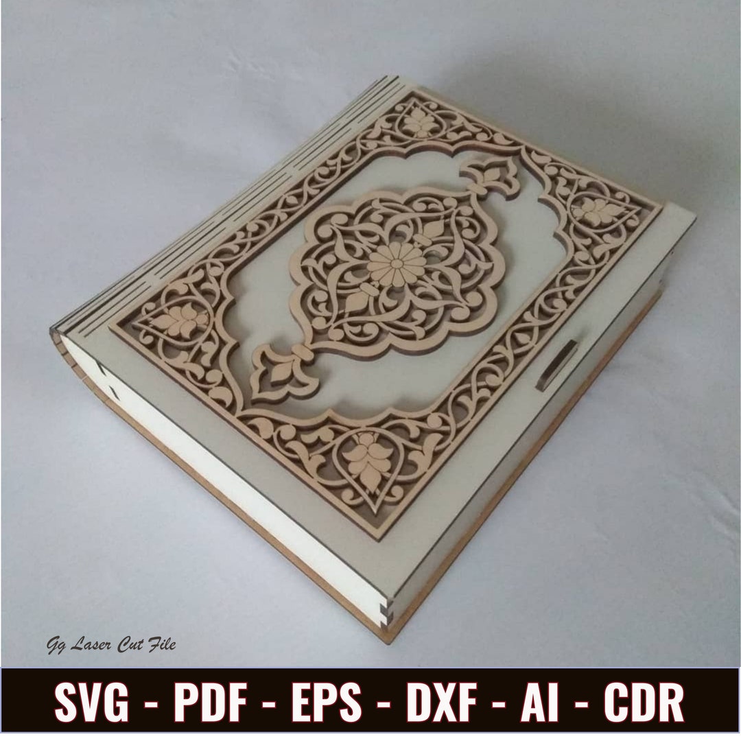 Laser Cut Wooden Quran Box SVG - Decorative Flexbox Design (3mm ...