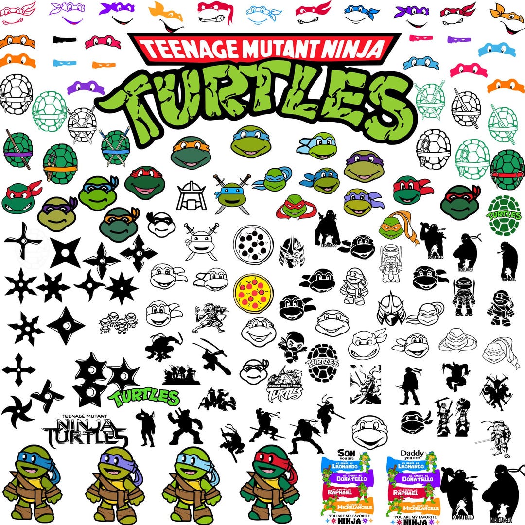 Ninja Turtles SVG Bundle Kawaii Ninja Turtles Clipart Svg, Png, Dxf ...