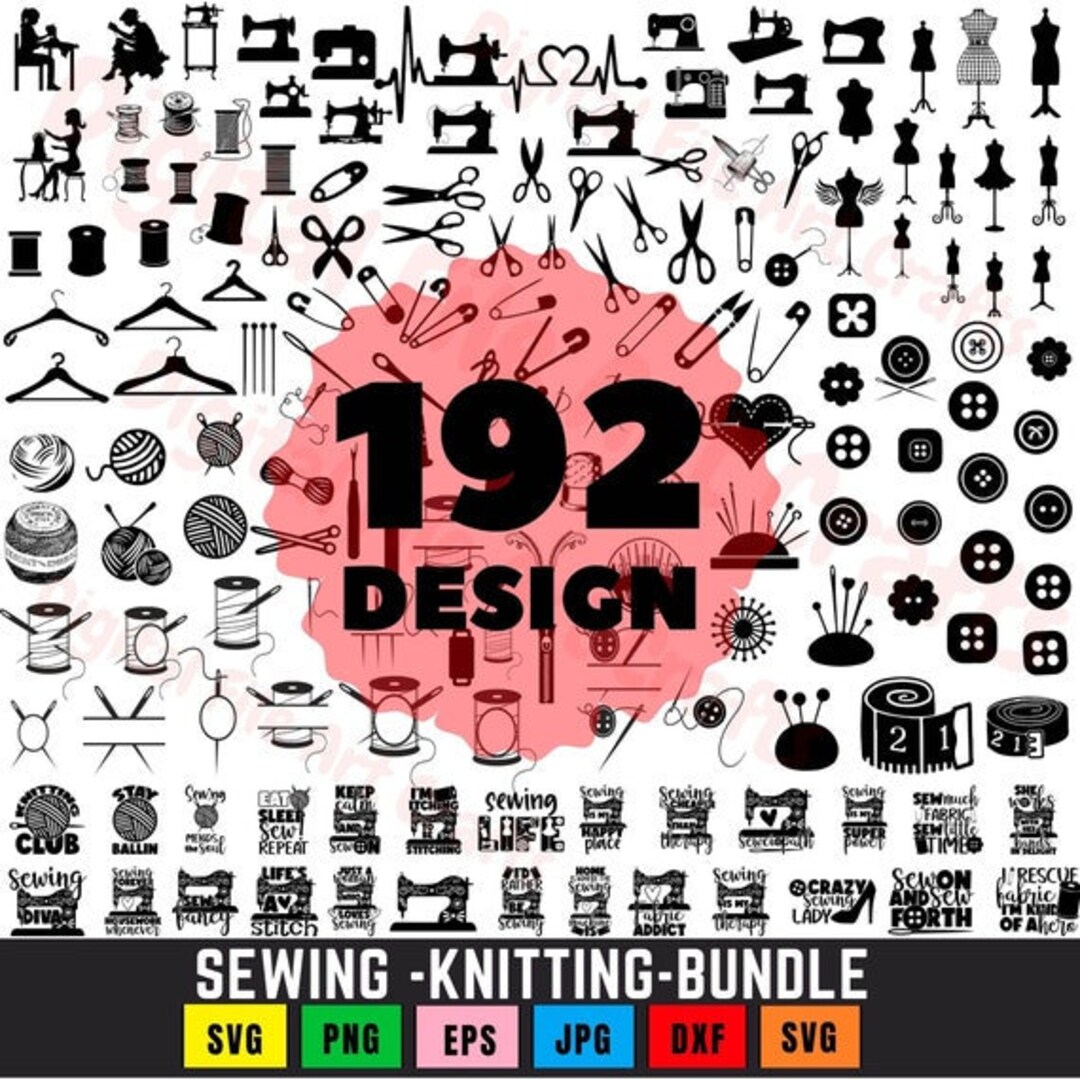 192- Sewing Knithing Silhouette Svg, Sewing Machine Clipart, Sewing ...