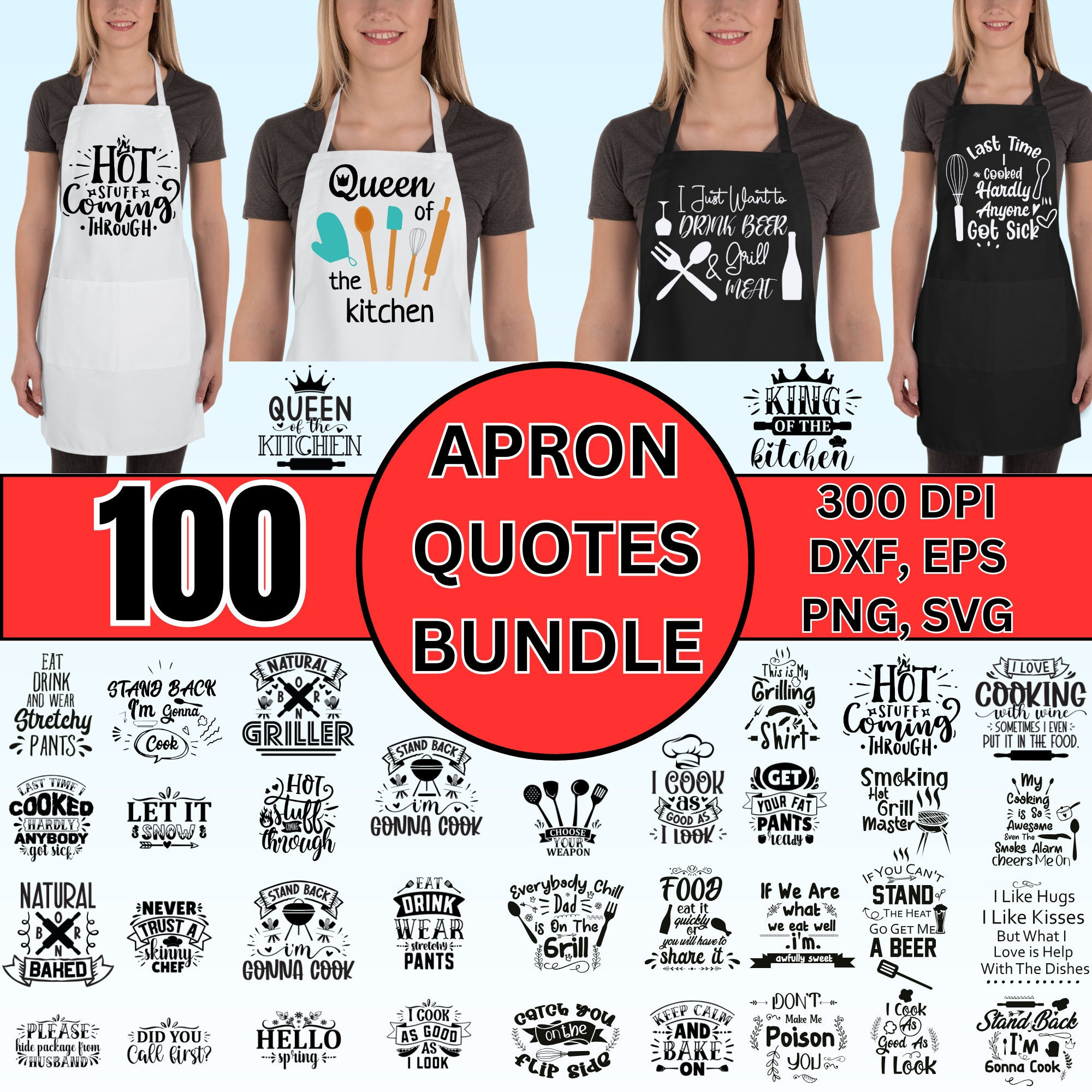 100 Funny Apron SVG Bundle - Craft Your Way to Laughter - Kitchen Apron ...