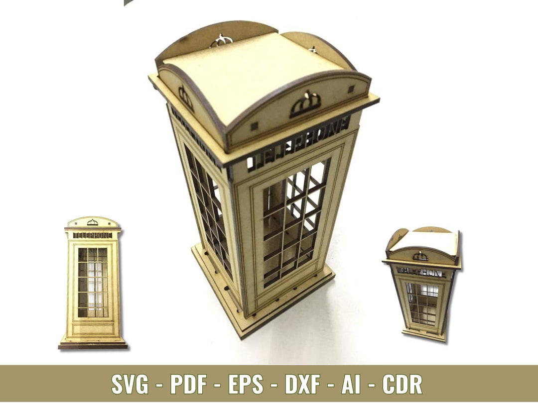 Laser Cut Wooden British Telephone Booth Model - Vintage Decor ...