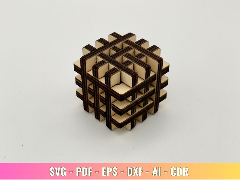 Laser-cut Cross Cube Puzzle Template - Nine-piece Box Puzzle Toy ...